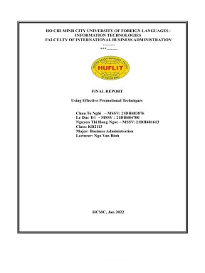 FINAL REPORT using effective promotional techniques