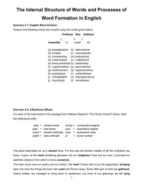 The Internal Structure of Words and Processes of Word Formation in English