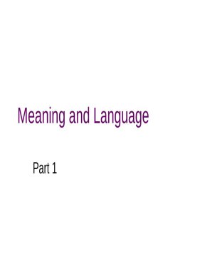 Lecture Meaning and language Part 1