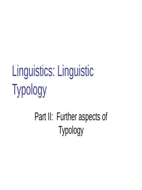 Linguistics typology Part II: Further aspects of Typology