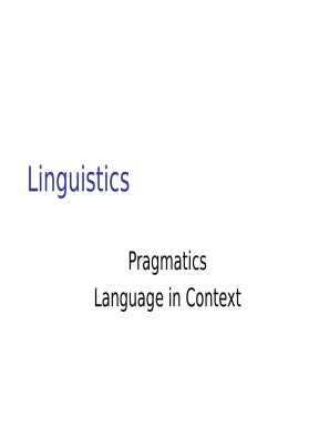 Linguistics Pragmatics Language in Context