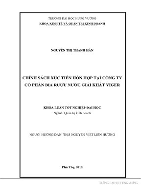 Chính sách xúc tiến hỗn hợp tại công ty cổ phần bia rượu nước giải khát ...