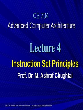 Advanced Computer Architecture - Lecture 4: Instruction set principles