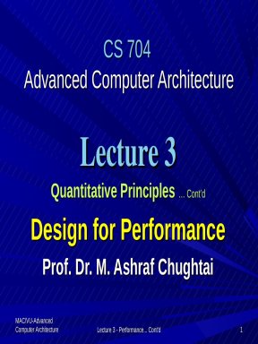 Advanced Computer Architecture - Lecture 3: Quantitative principles (Cont’d)