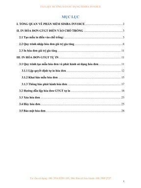 HƯỚNG DẪN SỬ DỤNG PHẦN MỀM SIMBA INVOICE