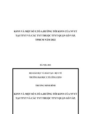 KSNN VÀ MỘT SỐ Y.TỐ A.HƯỞNG TỚI KSNN CỦA NVYTTẠI TTYT VÀ CÁC TYT THUỘC ...