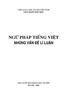NGỮ PHÁP TIẾNG VIỆT NHỮNG VẤN ĐỂ Lí LUÂN