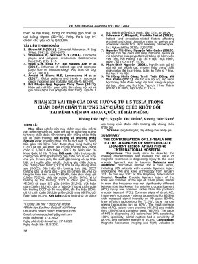 Nhận xét vai trò của cộng hưởng từ 1.5 Tesla trong chẩn đoán chấn ...
