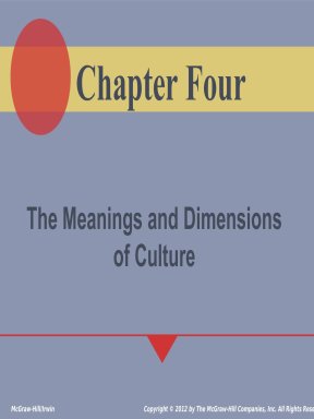 Chapter Four The Meanings and Dimensions of Culture
