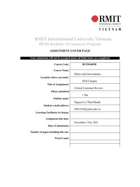 Assignment cover page