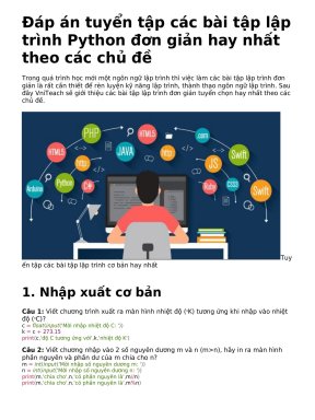 Đáp án tuyển tập các bài tập lập trình python đơn giản hay nhất theo ...