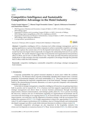 Competitive Intelligence and Sustainable competitive advantage in Hotel ...