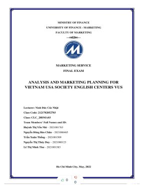 ANALYSIS AND MARKETING PLANNING FOR VIETNAM USA SOCIETY ENGLISH CENTERS VUS