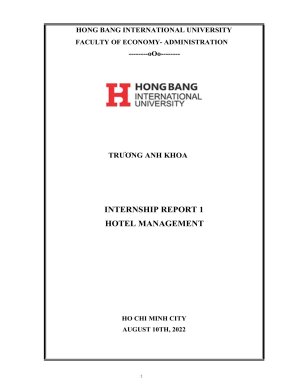 INTERNSHIP REPORT 1 HOTEL MANAGEMENT ACTIVITIES STATUS OF THE ...