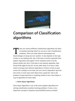 Comparison of classification algorithm