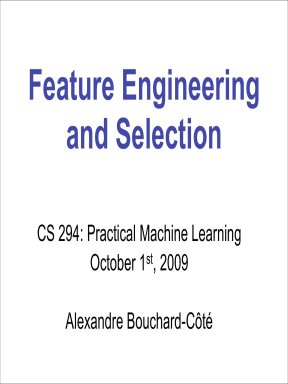 Feature engineering and selection