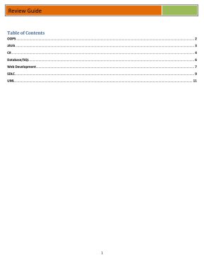 Review Guide Table of Contents OOPS 2 JAVA