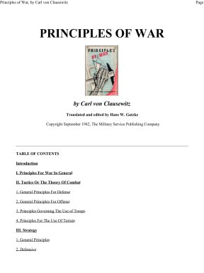 Von clausewitz, carl principles of war
