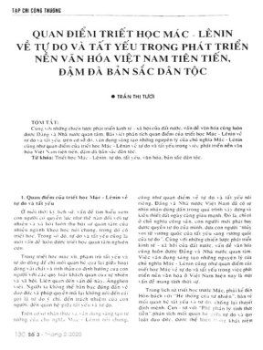 Quan điểm triết học mác lênin về tự do và tất yếu trong phát triển nền văn hóa việt nam tiên ...