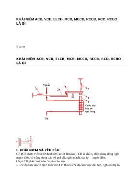 Cau tao, phan loại KHÁI NIỆM ACB, VCB, ELCB, MCB, MCCB, RCCB, RCD, RCBO