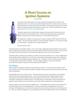 A Short Course on Ignition Systems