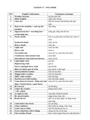 LESSON 17 – WEATHER STT English Collocations Vietnamese