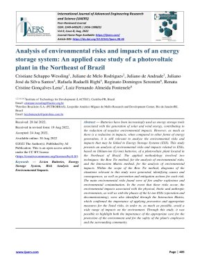 Analysis of environmental risks and impacts of an energy storage system ...