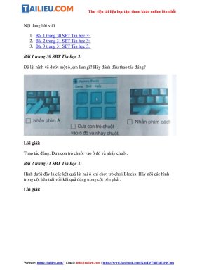 Tải Giải SBT Tin học 3 Bài 1: Trò chơi Blocks (đầy đủ nhất)