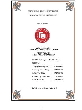 (Tiểu luận FTU) NHÓM NGÀNH THÉP và sản PHẨM THÉP