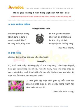 de thi giua ki 2 lop 1 mon tieng viet sach ket noi de 3