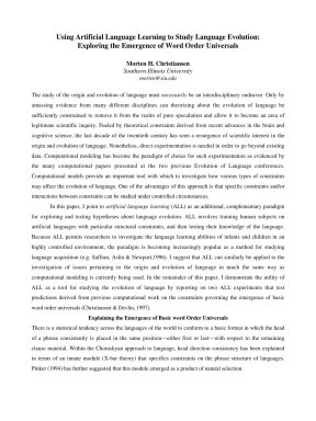 Using artificial language learning to study language evolution exploring the emergence of word order