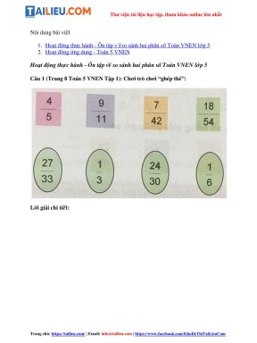 Tải Giải Bài 2: Ôn tập về so sánh hai phân số Toán VNEN lớp 5