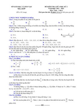 de kiem tra giua hoc ky 2 toan 6 nam 2021 2022 so gddt bac ninh