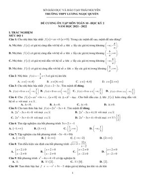 de cuong hoc ky 2 toan 10 nam 2021 2022 truong luong ngoc quyen thai nguyen