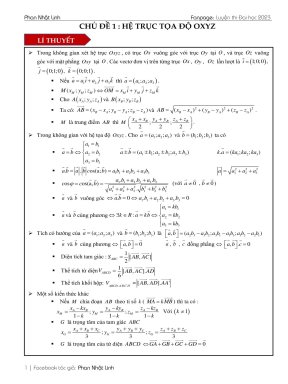 chu de he truc toa do oxyz on thi tot nghiep thpt mon toan