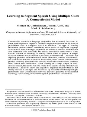 Learning to segment speech using multiple cues a connectionist model (2)