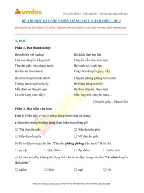 Đề 7 de thi hoc ki 2 lop 2 mon tieng viet canh dieu de 2