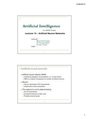 Lecture 15 – artificial neuron networks and review exams (review a ...