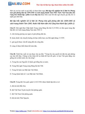 cau hoi trac nghiem lich su 12 bai 16 phong trao giai phong dan toc 1939 1945 va cach mang thanh ...
