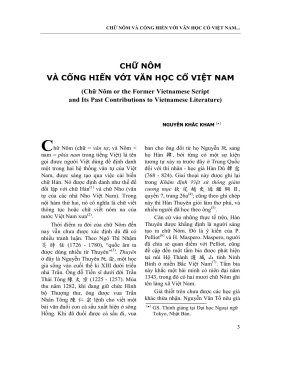 Chữ nôm và cống hiến với văn học cổ việt nam (tạp chí hán nôm, số 4 (77 ...