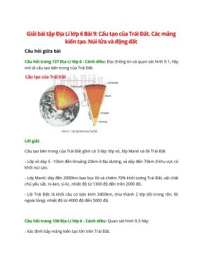 giai sgk dia li 6 bai 9 canh dieu cau tao cua trai dat cac mang kien ...