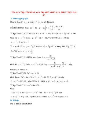 cach giai tim gia tri lon nhat gia tri nho nhat cua bieu thuc dai so