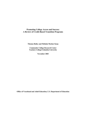 Promoting College Access and Success A Review of Credit-Based ...
