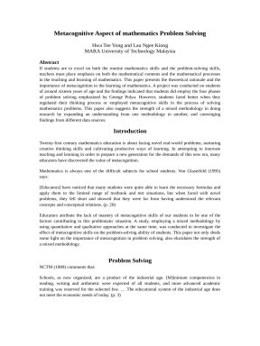 Metacognitive Aspect of mathematics Problem Solving