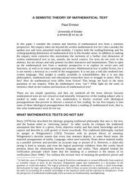 Ernest A Semiotic Theory of Mathematical Text