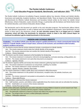 FCC Early Education Program EEP Standards Benchmarks and Indicators 2021