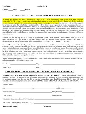 INTERNATIONAL STUDENT HEALTH INSURANCE COMPLIANCE FORM