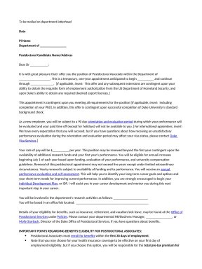 SOM and Campus Postdoctoral Associate Offer Letter Template revised Jan ...