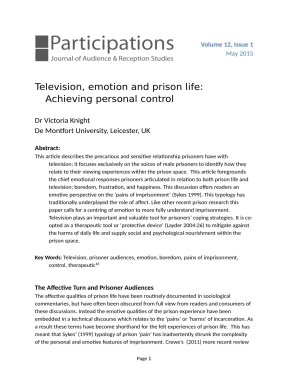 Television, emotion and prison life Achieving personal control