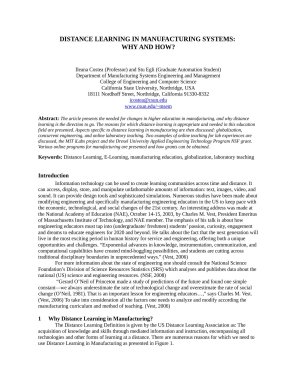DISTANCE LEARNING IN MANUFACTURING SYSTEMS WHY AND HOW